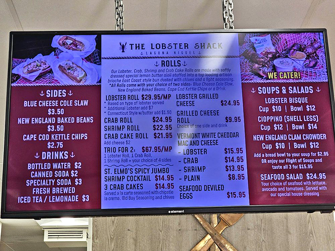 This menu board isn't just a list&mdash;it's a treasure map. X marks the spot where Connecticut-style buttery lobster meets toasted split-top perfection.