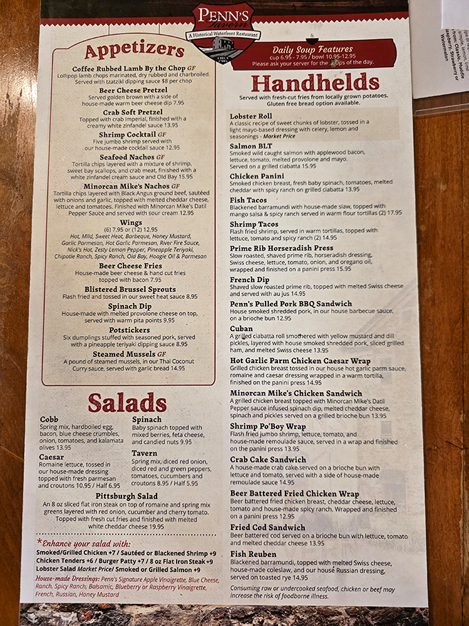 A menu that reads like a love letter to American comfort food, with each dish promising its own special journey through Pennsylvania's culinary landscape.