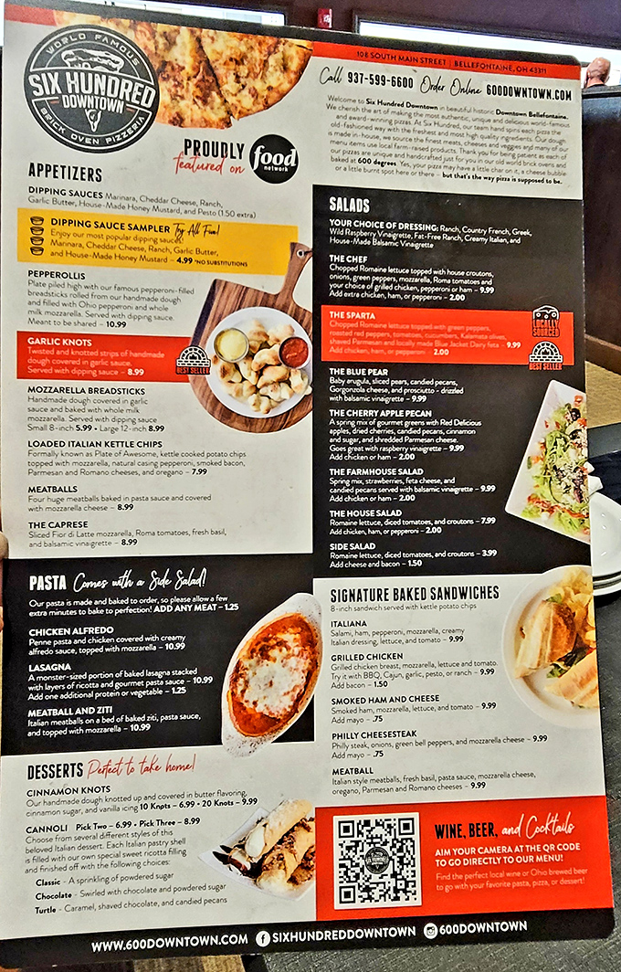 This menu isn't just a list of options&mdash;it's a roadmap to flavor paradise with detours through garlic knot heaven.