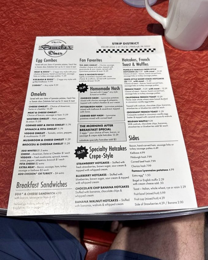 The menu reads like a love letter to breakfast classics, each item promising a different path to morning bliss.