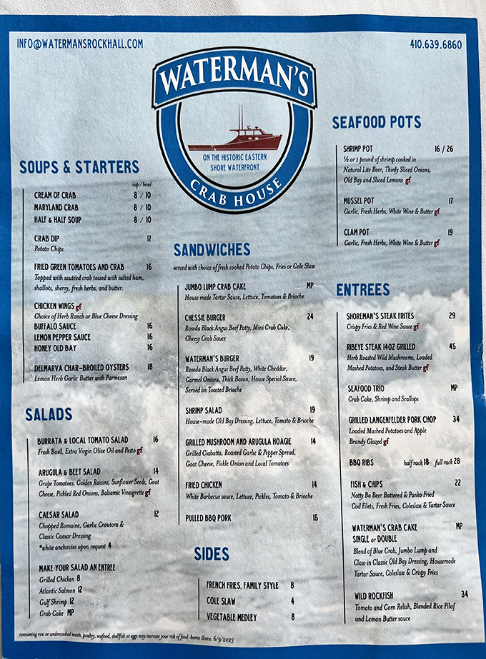 A menu that reads like a love letter to the Chesapeake, featuring everything from crab imperial to rockfish perfection.