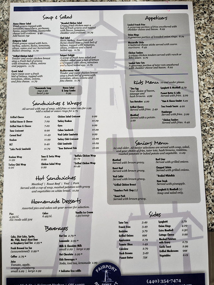 A menu that reads like comfort food poetry. No molecular gastronomy here, just the classics done right.