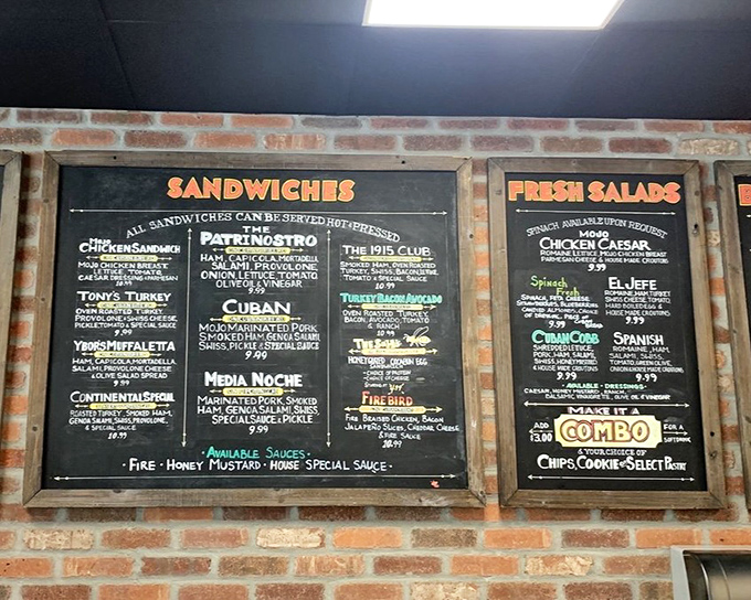 The menu board reads like a love letter to sandwich perfection. Each option promises a different path to happiness between bread.