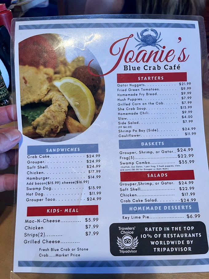 A menu that reads like a love letter to the Everglades &ndash; where else can you debate between gator nuggets and frog legs before your morning coffee?