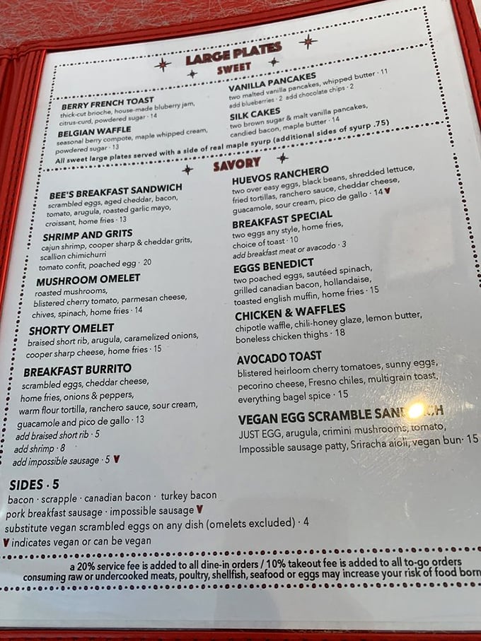 This menu isn't just a list of food&mdash;it's a roadmap to happiness. The Shorty Omelet alone is worth crossing state lines for.
