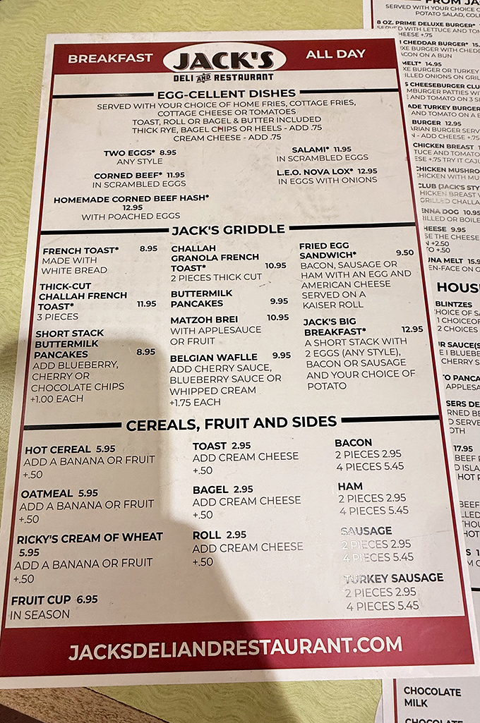 Breakfast all day? That menu isn't just offering food—it's offering freedom from arbitrary mealtime rules. The challah french toast is calling my name.