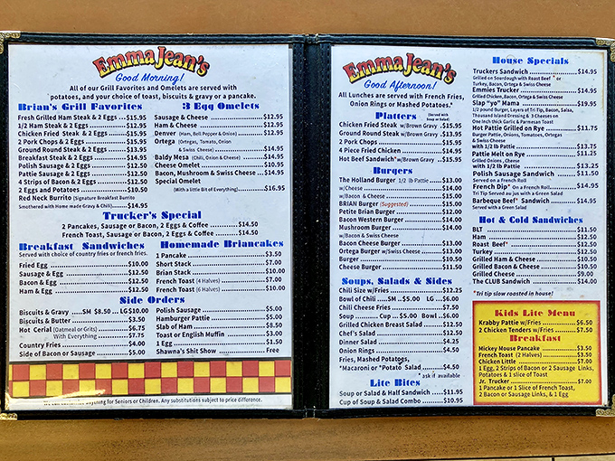 This isn't just a menu - it's a love letter to American comfort food written in blue ink and endless possibilities. 