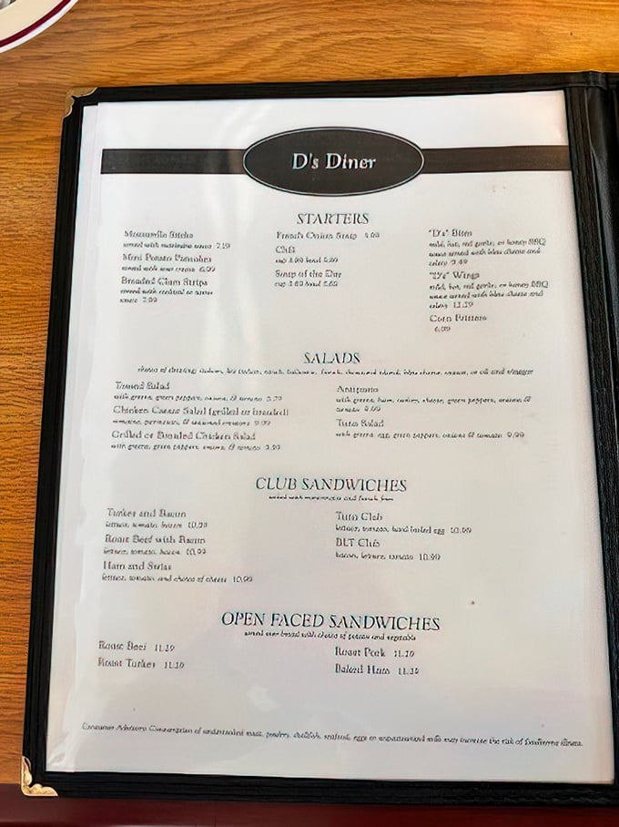 No QR codes or digital gimmicks here &ndash; just an honest-to-goodness physical menu with options that haven't needed updating in decades.