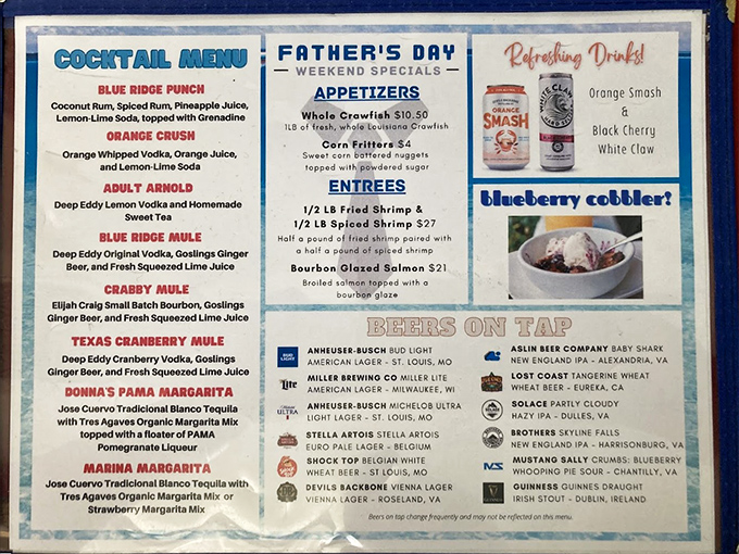 That cocktail menu isn't just a list&mdash;it's a roadmap to happiness. The Blue Ridge Mule beckons like an old friend.