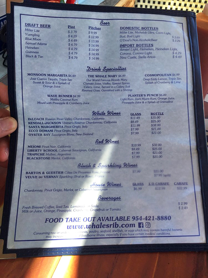 A menu that doesn't need fancy fonts or flowery descriptions&mdash;just the promise of ocean-fresh delights and that famous Whale Mary.