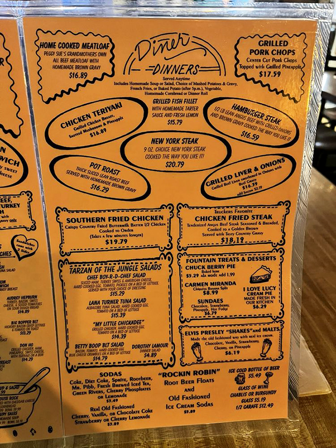 This isn't just a menu&mdash;it's a pop culture scavenger hunt where Tarzan, Betty Boop, and Elvis all contribute to your dining decisions.