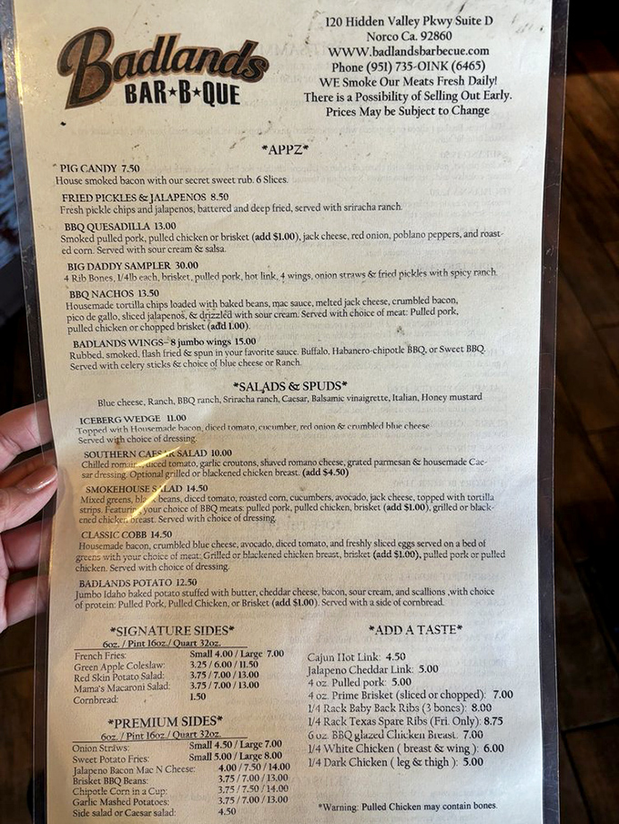 The menu reads like a love letter to meat, with options that would make a vegetarian reconsider their life choices.