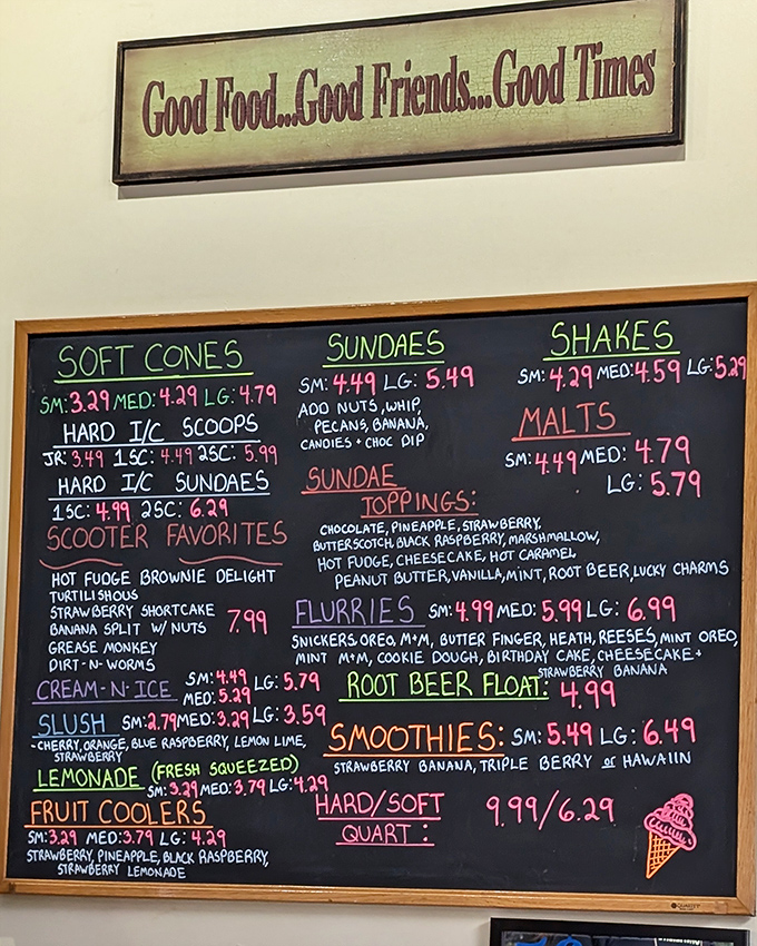 The dessert menu at Scooter's proves they take sweet treats as seriously as their savory offerings. Decisions, decisions!