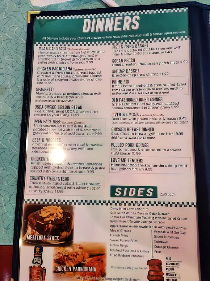 This menu isn't just a list of food&mdash;it's a roadmap to happiness with classics like meatloaf stack and chicken parmigiana.