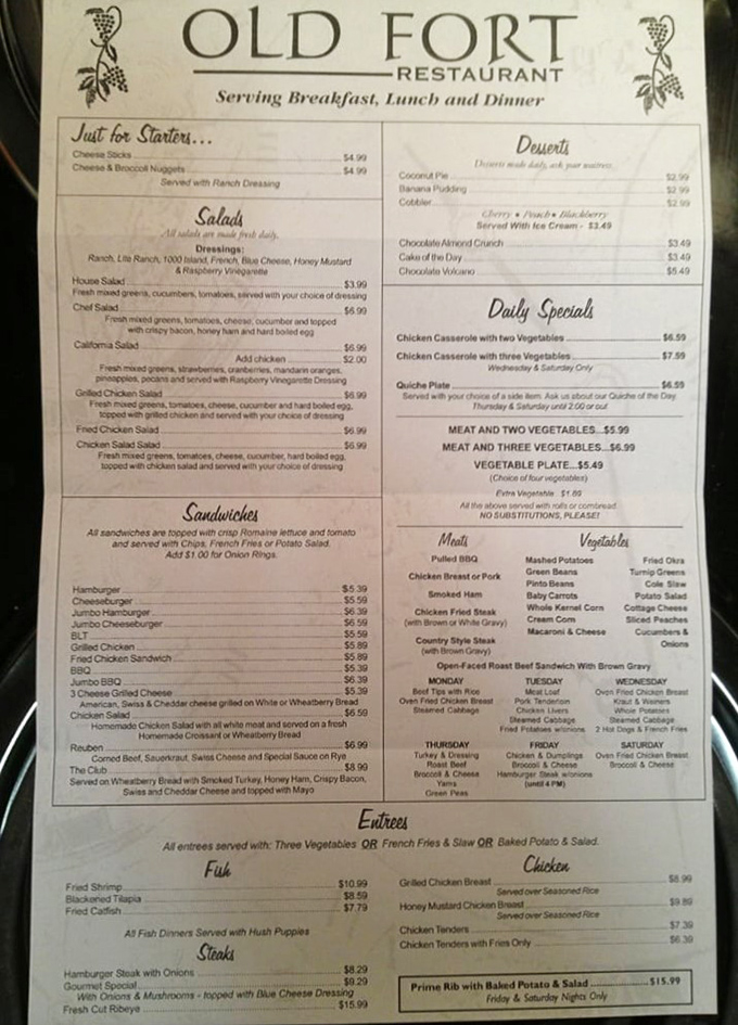 This menu reads like a love letter to Southern comfort food&mdash;breakfast all day, hearty sandwiches, and those legendary daily specials.