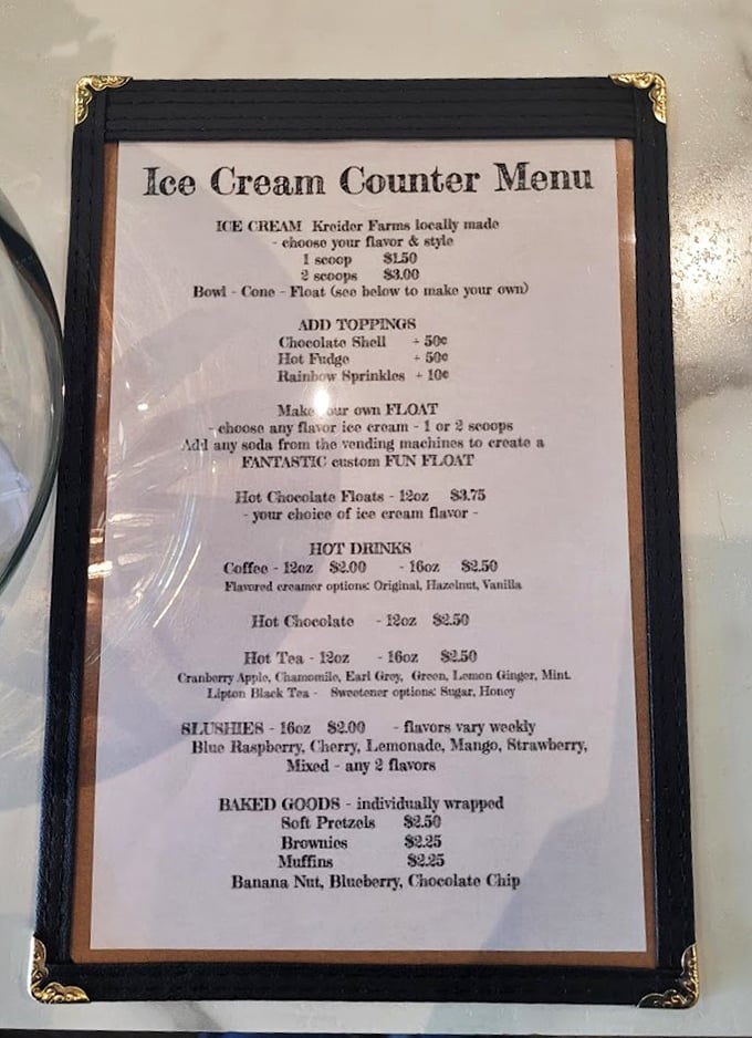 The menu that proves ice cream is still life's most perfect food. Kreider Farms ice cream and make-your-own floats? I'm not leaving until I've tried them all.