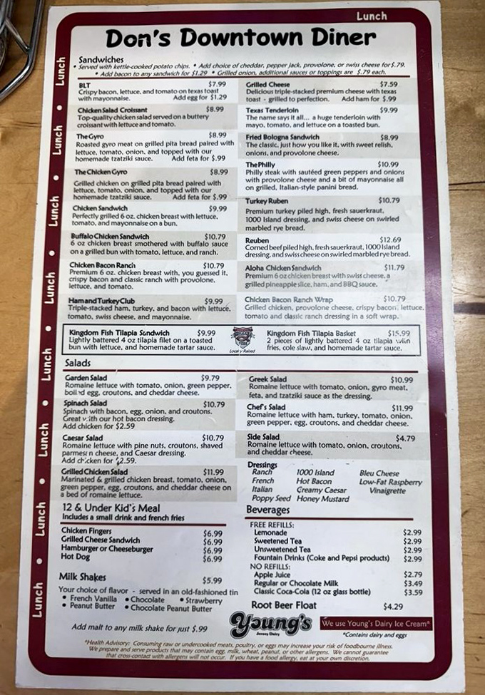 This menu isn't just a list of food&mdash;it's a roadmap to happiness. Notice the milkshakes at the bottom? That's your destination.