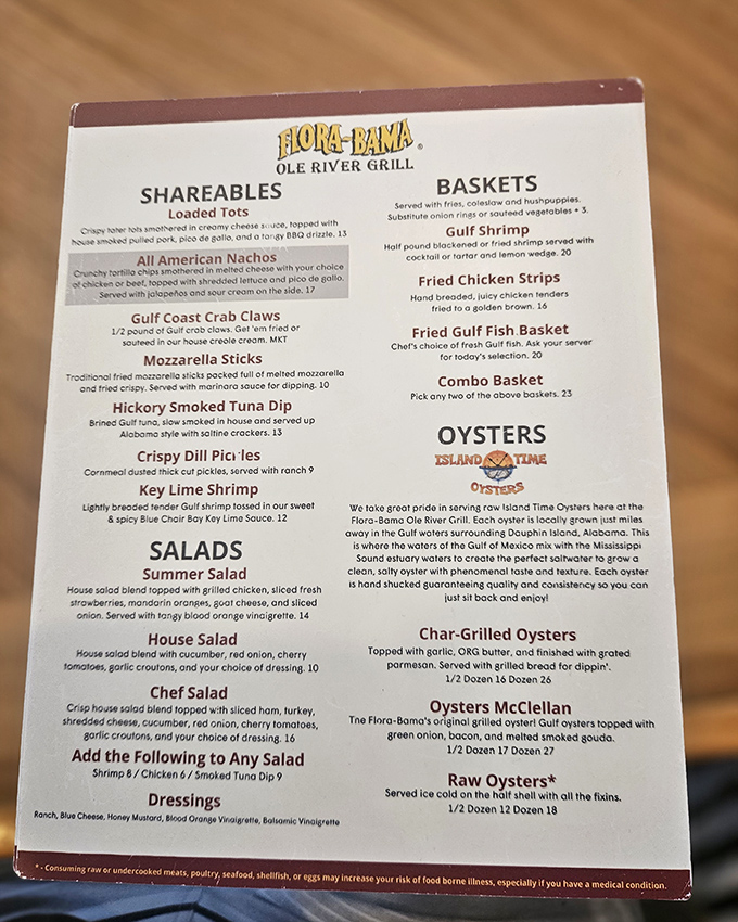 A menu that reads like a love letter to Gulf Coast cuisine. Decision paralysis has never been so delicious.