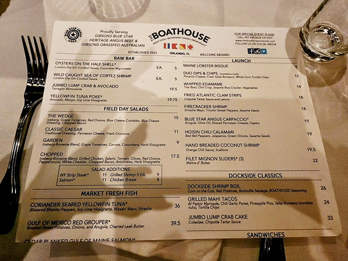 A menu that reads like poetry to seafood lovers. The hardest relationship decision you'll make today is choosing between the lobster roll and crab cake.