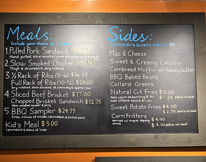 The chalkboard menu reads like poetry to meat lovers&mdash;simple, straightforward, and guaranteed to trigger immediate hunger pangs.