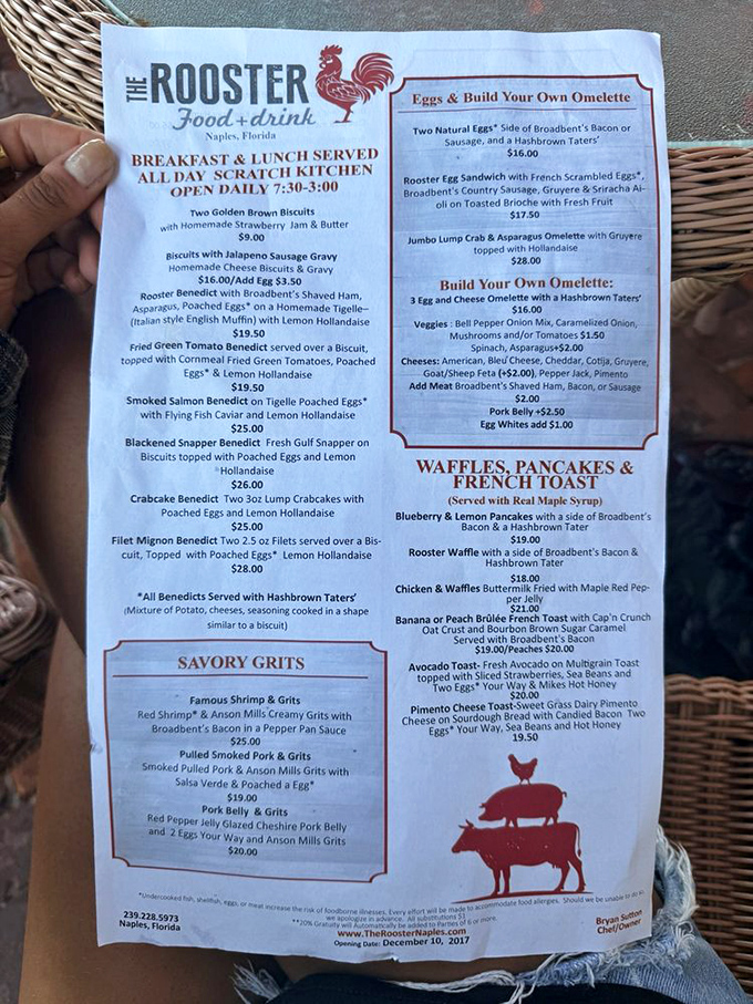 A menu that reads like breakfast poetry. From benedicts to savory grits, each option promises a morning revelation worth setting your alarm for.