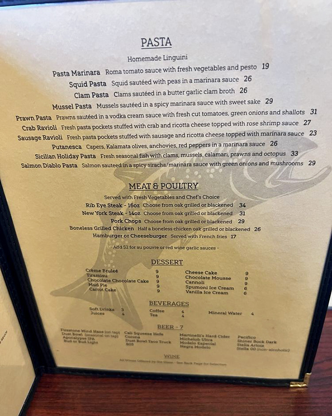 A menu that reads like seafood poetry &ndash; from squid pasta to Sicilian Holiday Pasta, each dish promises a Mediterranean vacation for your taste buds.