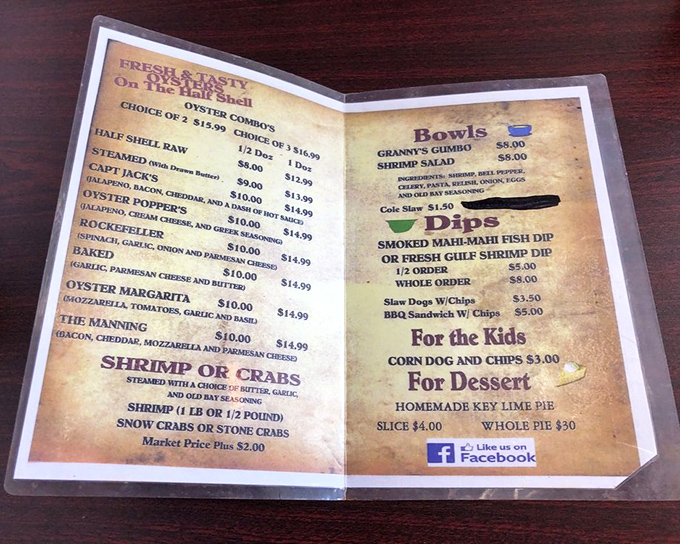 A menu that cuts right to the chase&mdash;no flowery descriptions needed when your seafood speaks this eloquently.