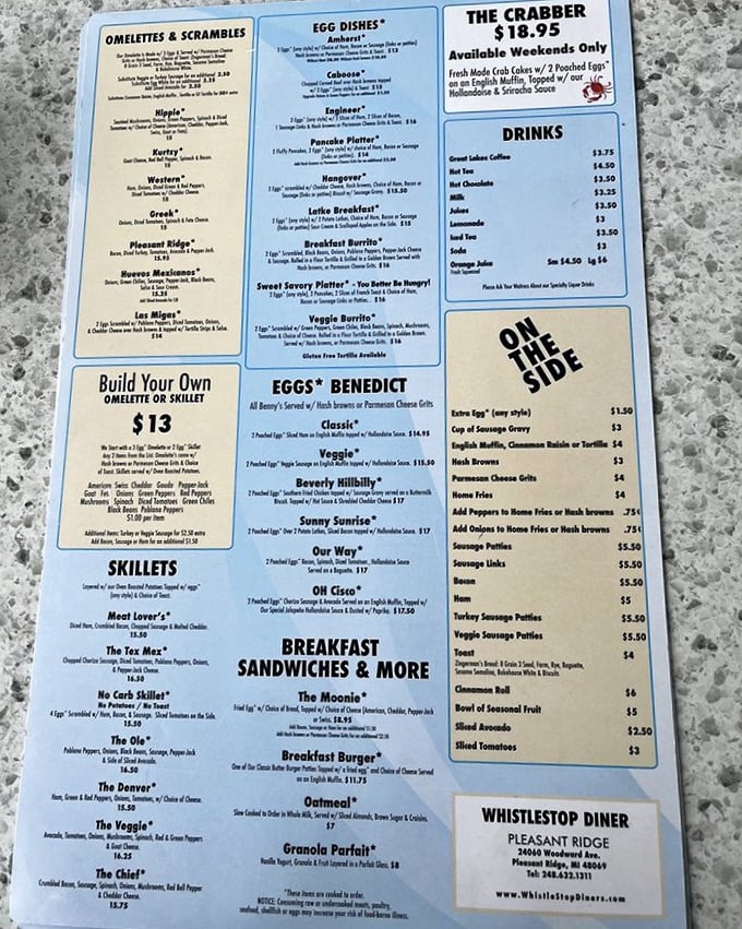 This menu isn't just a list of options&mdash;it's a roadmap to breakfast nirvana with enough choices to require multiple visits.