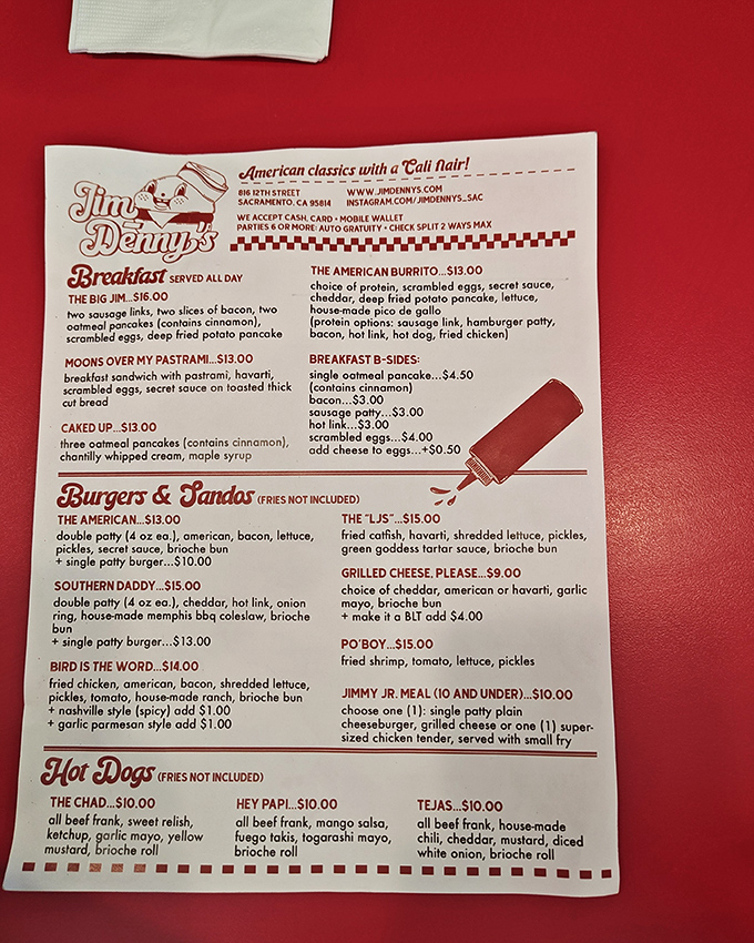 A menu that doesn't need fancy fonts or pretentious descriptions&mdash;just honest food that speaks for itself. American classics with "Cali flair" indeed!