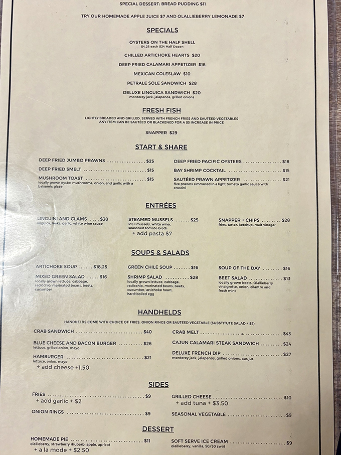 The menu reads like a love letter to the Pacific, with prices that won't require a second mortgage.