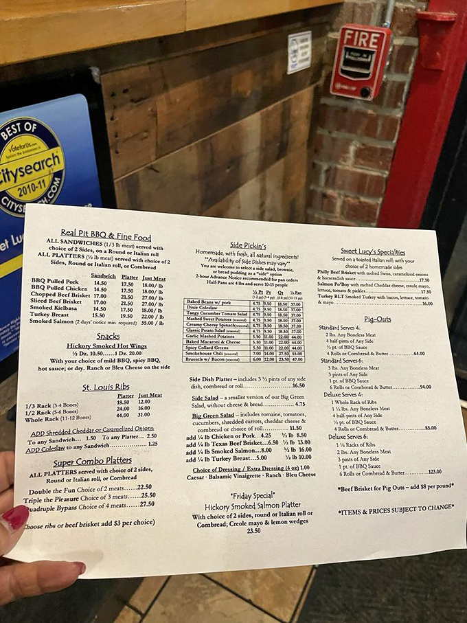 A menu that reads like poetry to carnivores. Notice how your eyes instinctively gravitate toward "St. Louis Ribs."