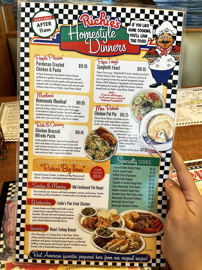 This menu isn't just reading material&mdash;it's a roadmap to happiness. The "If you lika home cooking" promise isn't just cute, it's a guarantee.