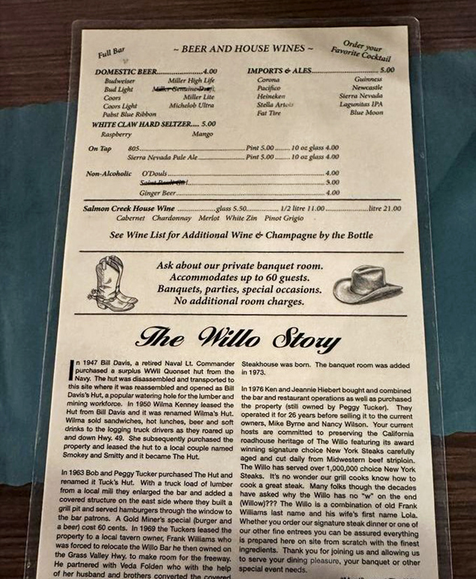 A menu that tells you everything you need to know: they've been perfecting steak since before Instagram food influencers were even born.