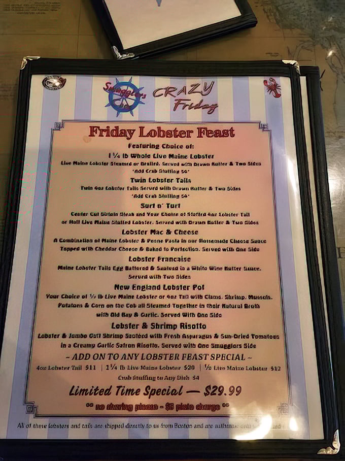 "Smuggler's CRAZY Friday" isn't just a menu&mdash;it's a treasure map to lobster nirvana that makes weekends worth surviving Monday through Thursday.