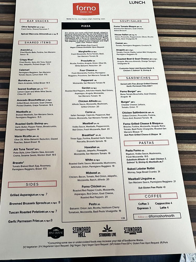 A menu that reads like a love letter to Italian cuisine. Each description promises a flavor adventure worth embarking on&mdash;especially that breakfast pizza calling your name.