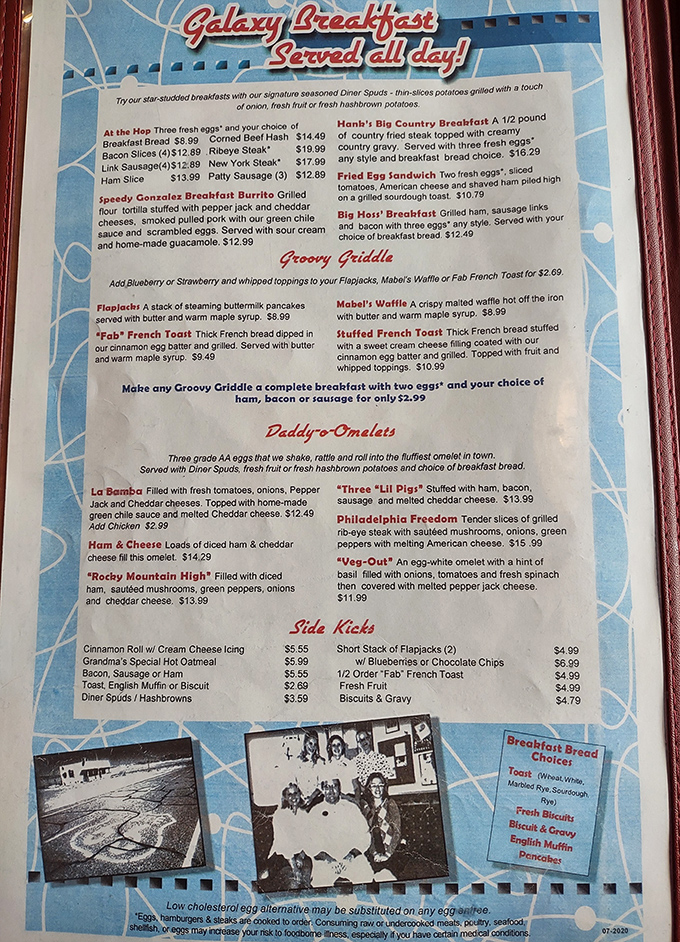 The menu reads like a love letter to American comfort food, with playful names that make ordering "Three 'Lil Pigs" omelet feel like joining a delicious inside joke.