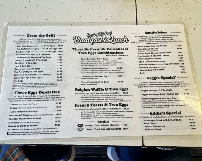 Eddie's menu reads like a love letter to breakfast classics&mdash;no foodie buzzwords, just honest dishes that understand what morning hunger truly craves.