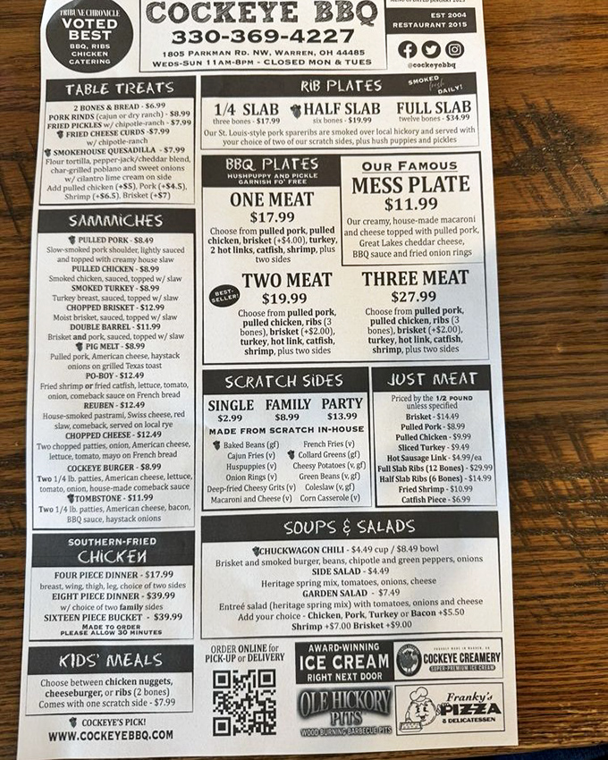 This menu isn't just a list&mdash;it's a roadmap to happiness with detours through Brisketville, Pulled Pork Junction, and Mac-and-Cheese Mountain.