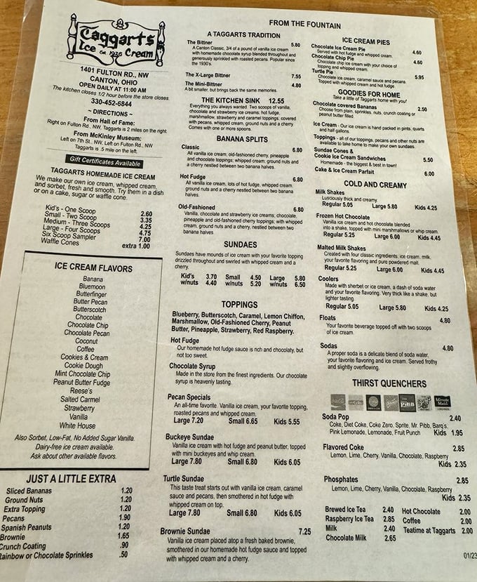 This menu isn't just a list of options &ndash; it's a roadmap to happiness with landmarks like "The Bittner" and "Kitchen Sink" guiding your delicious journey.