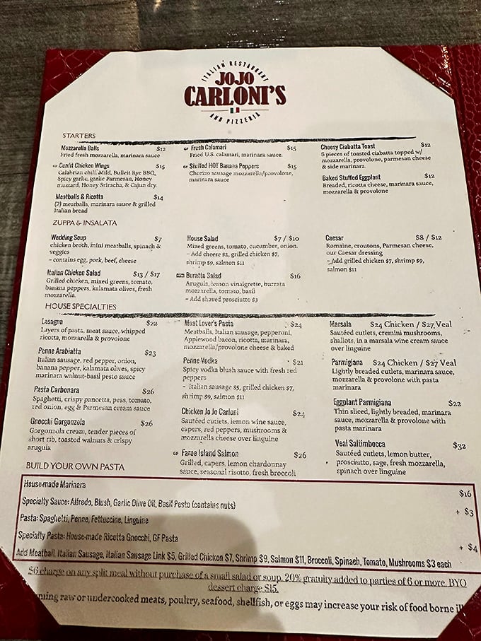 A menu that reads like a love letter to Italian cuisine&mdash;where decisions become delightfully difficult and every choice promises satisfaction.