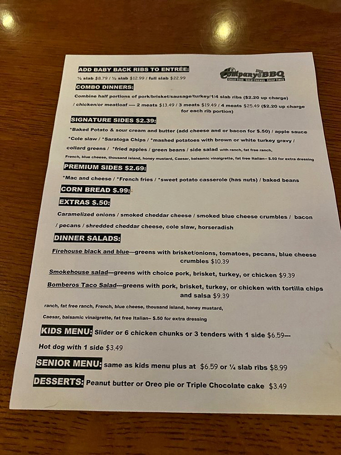 This menu isn't just a list of food&mdash;it's a roadmap to happiness. Choose your own adventure, but remember: all paths lead to meat sweats.