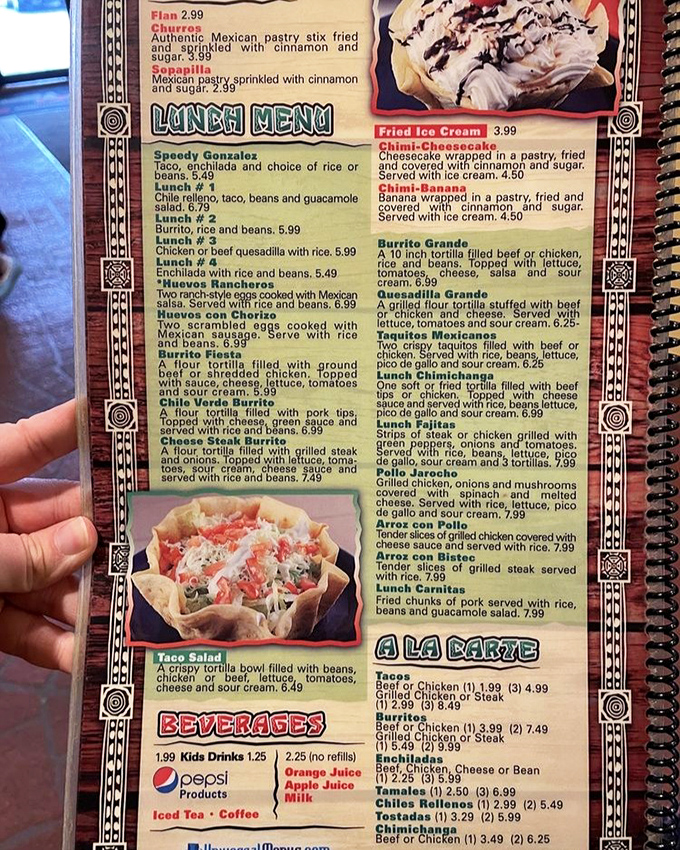 This menu isn't just a list&mdash;it's a treasure map where X marks the spot for your next food obsession. Speedy Gonzales lunch special? Yes, please! 