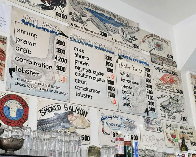 The menu board speaks fluent seafood &ndash; no fancy translations needed when the ocean's bounty tells its own story.