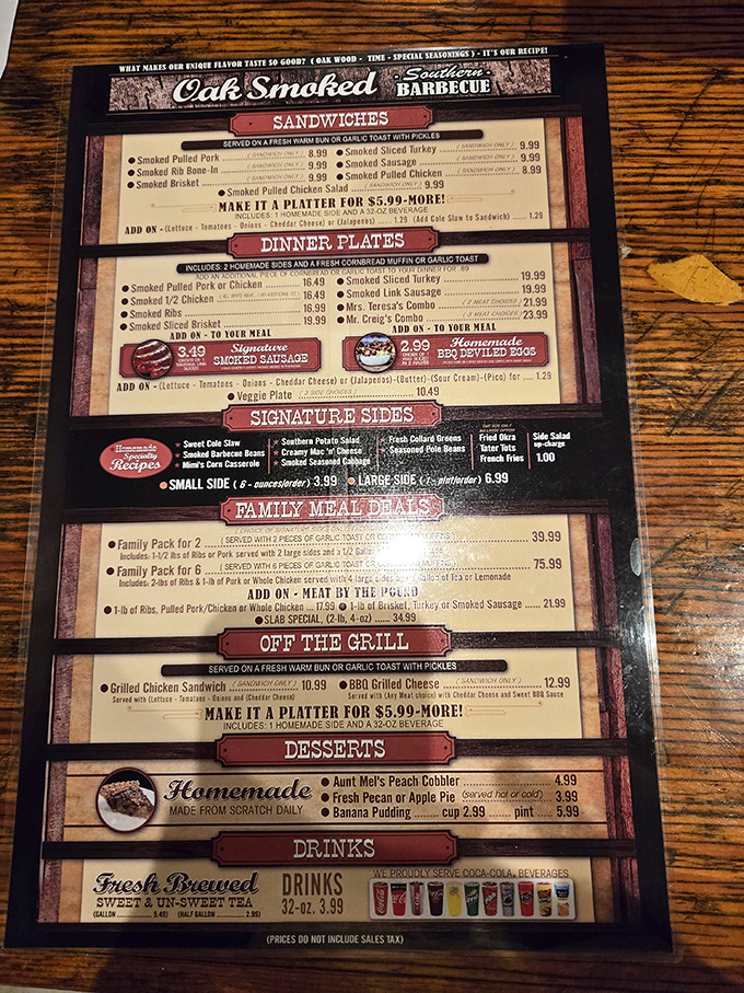 The menu reads like a love letter to smoked meats, with options that'll have you planning your next visit before you've even placed your first order.