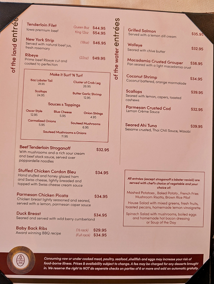 The menu reads like a love letter to Wisconsin dining&mdash;surf, turf, and everything in between, with options to customize your culinary adventure.