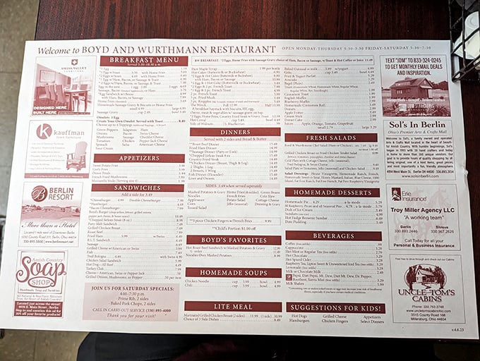 A menu that reads like a love letter to traditional cooking, promising satisfaction on every page.