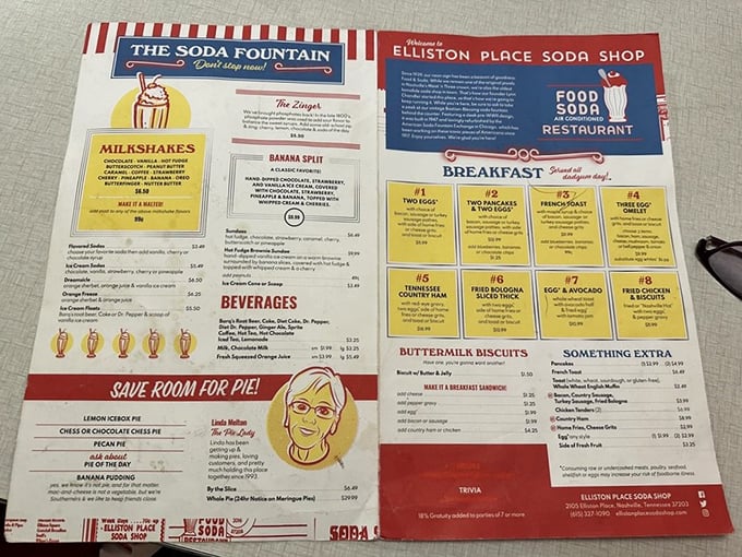 This isn't just a menu&mdash;it's a roadmap to happiness. From breakfast classics to the legendary banana split, every choice promises a delicious journey.