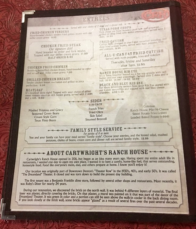 This menu isn't just a list of food &ndash; it's a roadmap to happiness, with all roads leading to that legendary chicken fried steak.