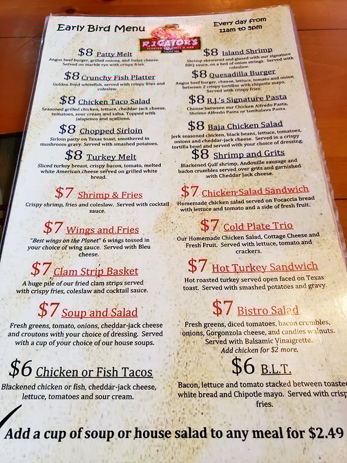 The Early Bird Menu isn't just for the early birds&mdash;it's for anyone who appreciates Florida comfort food without needing a second mortgage.