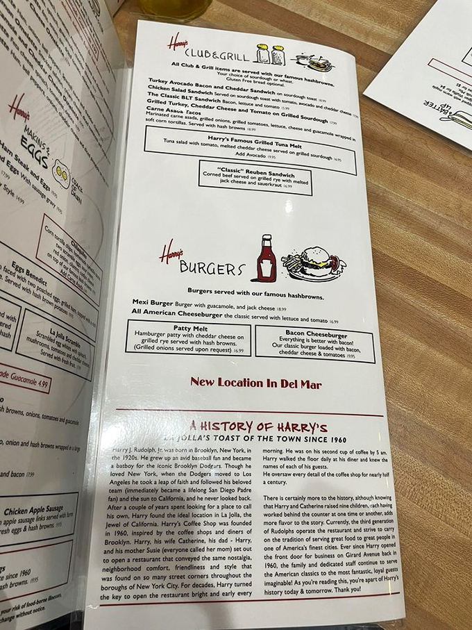 The menu reads like America's greatest breakfast hits, featuring classics that never go out of style.